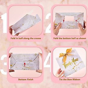Leinuosen 12 Pcs Small Thank You Gift Bag, Party Favor Bags, Bridal Shower Gift Bags for Guests, Gift Wrap Bags Wedding Baby Shower Birthday Party Supplies(Marble, Gold,7 x 6.3 x 3.9 Inch)