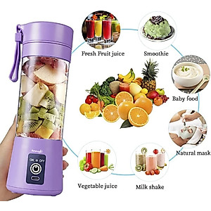 Renewgoo BlendMate Blender Portable Juicer Travel Bottle Portable Personal USB-C Mini Rechargeable Electric Smoothie Maker, Fruit & Veggie Blending To Go, Purple