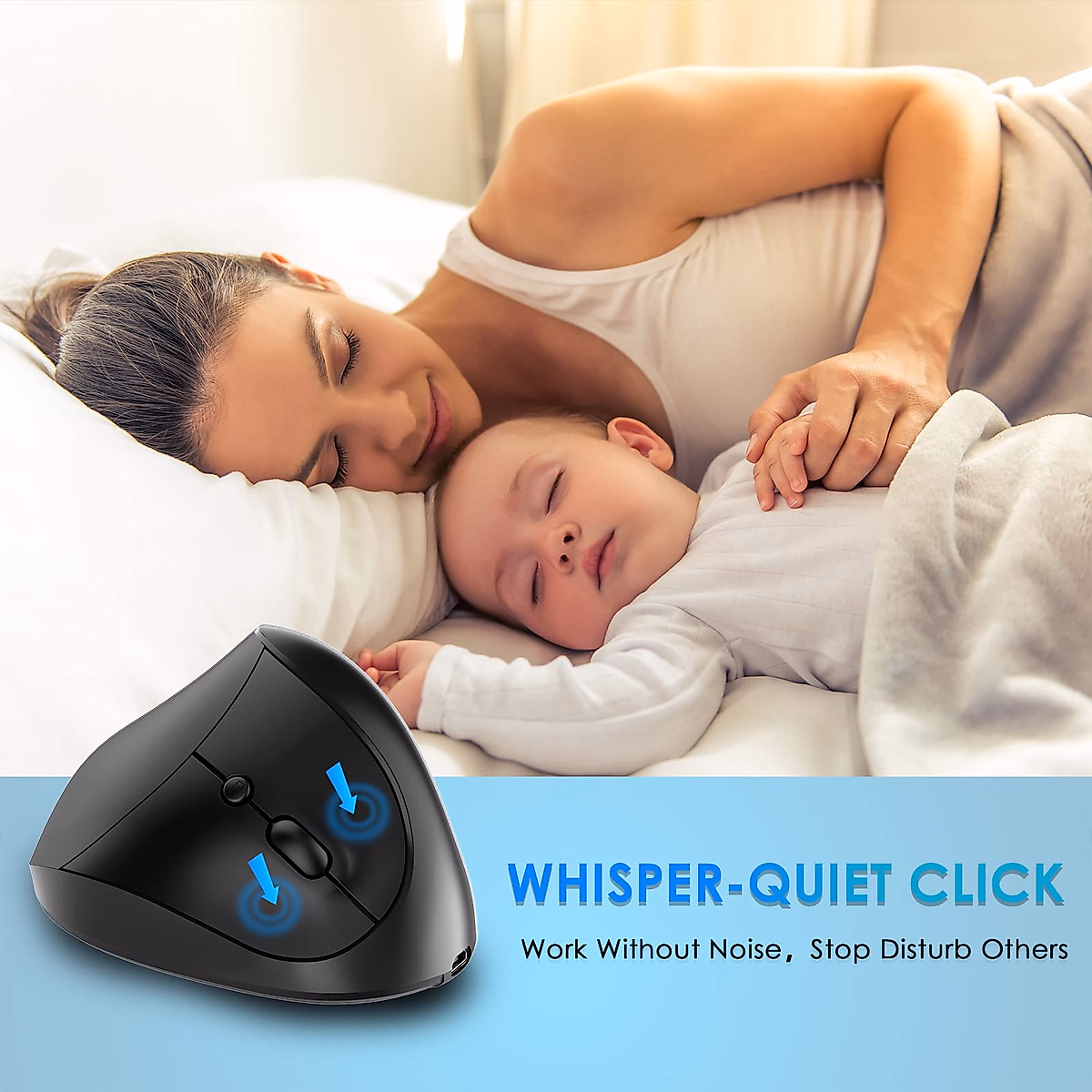 WREWING Ergonomic Mouse, 2.4GHz Rechargeable Wireless Vertical Mouse with SUB Receiver, 6 Buttons 3 Shift Adjustable DPI, Silent Ergonomic Mouse for Laptop PC Desktop Mac