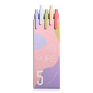 KACO Soft Touch Retractable Gel Ink Pens 0.5mm Fine Point (Cute Colors 5-Pack Colored Ink)