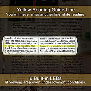 MAGDEPO 4X Lighted Handheld / Hand-Free Bar Magnifier 6 Bright LEDs with Yellow Tracker Line + 2X Stick Bar Magnifier Ideal for Reading Small Prints, Map, Newspaper, Magazine, Low Vision