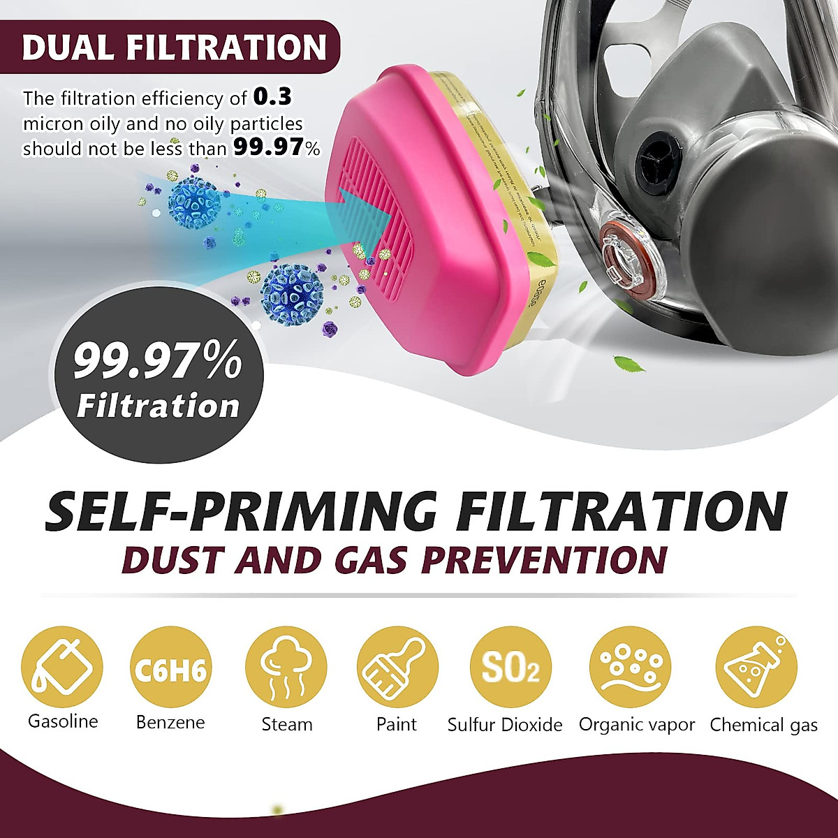 LJSXFI Full Face Respirator Mask with 60926 Cartridge, 6800 Gas Mask Paint Spray Mask, Ideal for Painting Spray, Epoxy Resin, Car Spraying, Dust, Polishing, Welding, Sanding