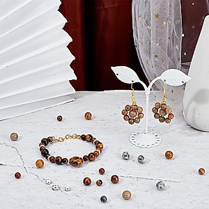 NBEADS About 460 Pcs Natural Stone Beads Kit, 6mm 8mm Natural Gemstone Beads Loose Round Stone Beads with Rhinestone Spacer Beads for DIY Bracelet Necklaces Jewelry Making