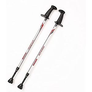 Urban Poling ACTIVATOR®, Silver with Red/Gray, 1 Pair – for Users 4'2"–6' – Lightweight, Aluminum Nordic Walking Sticks – Collapsible & Adjustable Hiking Gear – Ergonomic Rubber Grip, Carbide Metal