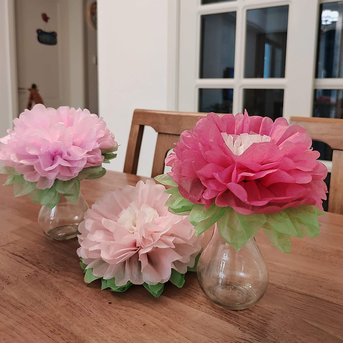 Mybbshower Pink Paper Flower Wedding Centerpiece Birthday Party Backdrop Nursery Room Wall Home Decoration Pack of 9