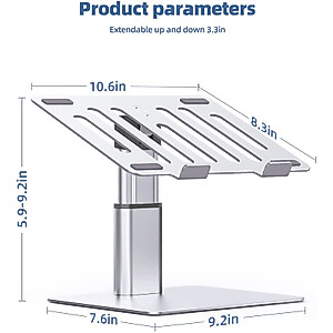Laptop Stand, Adjustable Ergonomic Laptop Riser, Portable Aluminium Alloy Computer Stand for Laptop, Laptop Stand for Desk, Fits for HP, Macbook Air Pro, Dell, HP, Lenovo Fits 10-17.3" Laptop