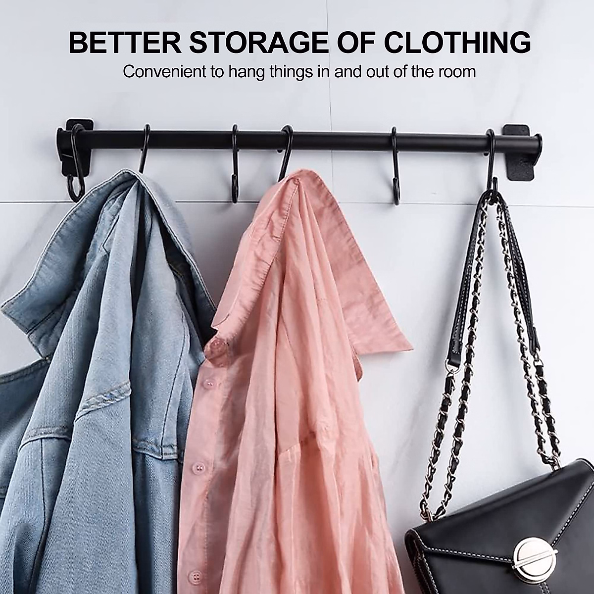 24 pcs Black Shower Curtain Hooks,Shower Curtain Rings, S Shower Hooks for Bathroom Curtains,Clothing, Towels, etc