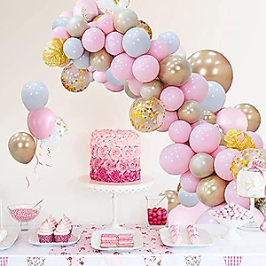 Pink Balloons Garland Arch Kit, Light Pink Gold White Balloons Confetti Latex Metallic Balloons for Girl Birthday Baby Shower Bridal Shower Wedding Party Decorations Supplies
