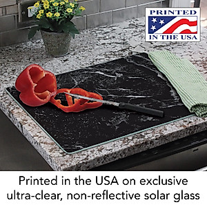 CounterArt Black Marble Design 3mm Heat Tolerant Tempered Glass Cutting Board 15” x 12” Manufactured in the USA Dishwasher Safe