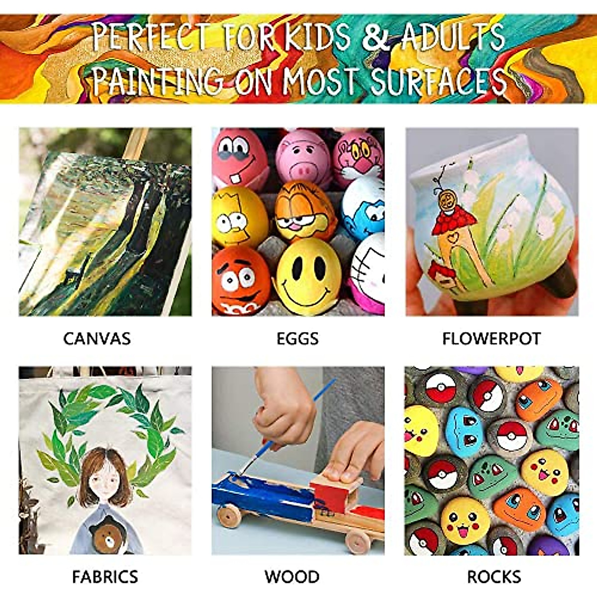 Shuttle Art Acrylic Paint Set, 15 x 12ml Tubes Artist Quality Non Toxic Rich Pigments Colors Perfect for Kids Adults Beginners Artists Painting on Canvas Wood Clay Fabric Ceramic Crafts