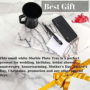QaaN WooD Multifunctional Marble Slab Stone Serving Tray for Charcuterie,Meet,Pastry,Perfect White Cheese Board and Cutting Board, Tray,ative Tray,Vanity