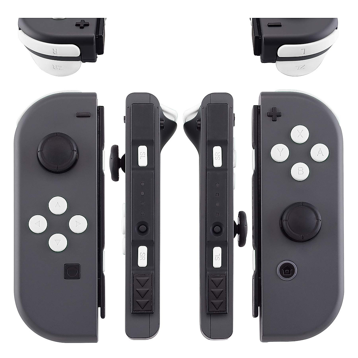 eXtremeRate DIY Full Set Buttons for Nintendo Switch & Switch OLED, Custom Replacement Buttons for JoyCon, ABXY Direction Keys SR SL L R ZR ZL + - Home Capture Trigger Buttons Springs - White