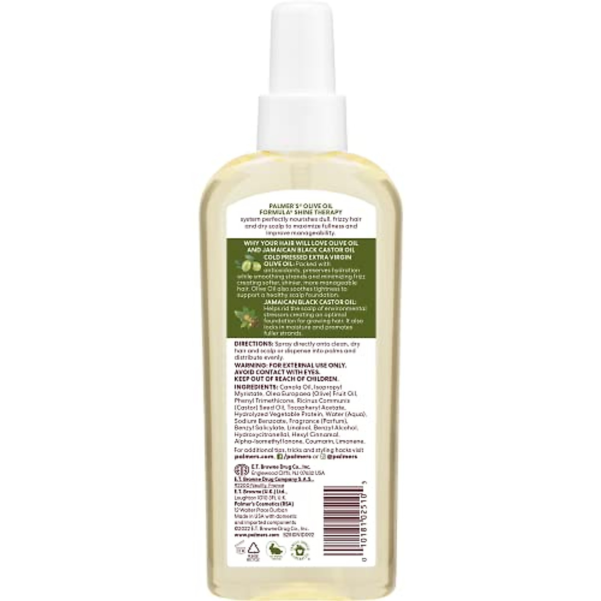Palmer's Olive Oil Formula Hair Conditioning and Scalp Oil Spray, Hydration and Shine Therapy for Dry or Damaged Hair, Promotes Scalp Health, 5.1 Oz (Pack of 2)