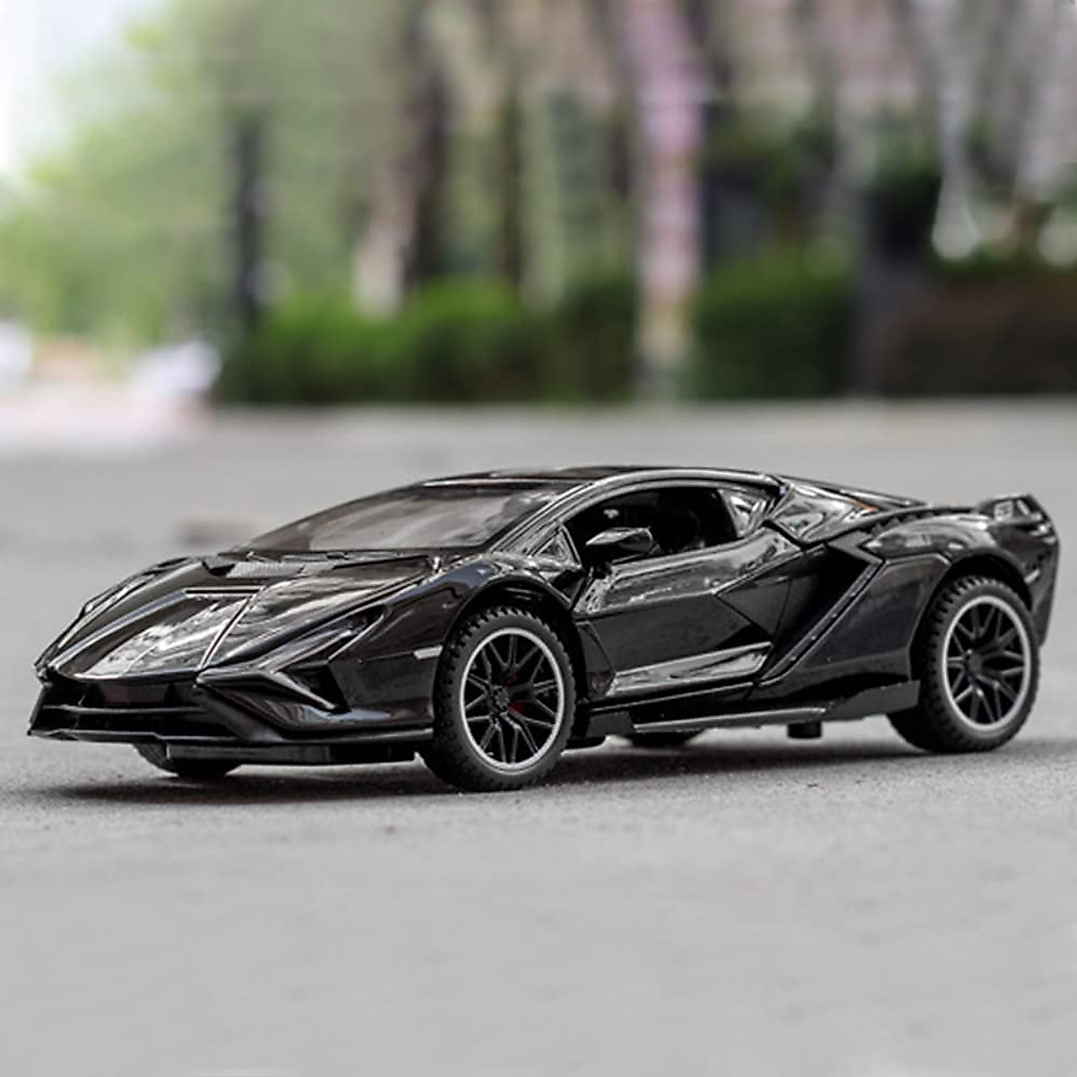 1:32 Scale Sian FKP37 Model Car Zinc Alloy Diecast Car Toys for Kids, Pull Back Toy Car Vehicle with Sound and Light Door Opening Birthday Gift for Boys Toddlers (Black)