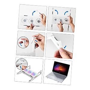 Mikikit Cooling Base Laptop Stand Holder Laptop Ventilated Support Computer Mount USB Laptop Cooler Led Laptop Stand Cooler Laptop Led Stand Laptop Cooler Stand White Cooling Pad Air Abs