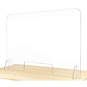 flybold Sneeze Guard for Desk Plexiglass Sheet - Barrier for Counter Acrylic Desk Divider - 92% Transparency Anti Fade Plastic Protective Shields for Office Furniture Partitions 48" X 32"