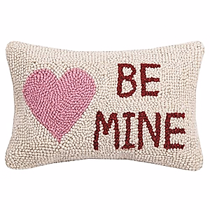 Peking Handicraft 30KSL727C12OB Be Mine Heart Hook Wool and Cotton Pillow, 8 X 12' inch, Multicolor