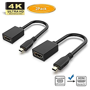 GANA Micro HDMI to HDMI Adapter Cable, Micro HDMI to HDMI Cable (Male to Female) for Gopro Hero and Other Action Camera/Cam with 4K/3D Supported