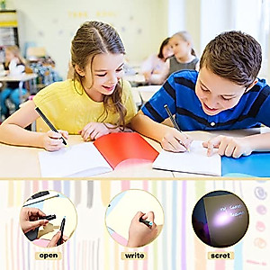 6 Pieces Light Ink Pen Invisible Ink Marker Disappearing Ink Secret Pen with 6 Pieces Mini UV LED Keychain Flashlight Marker Keychain for Secret Notes Money Identify (Black)