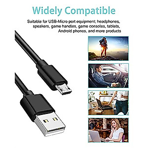 WindSwallow Fast Charger for Wireless Bluetooth Sports Earbuds, Earphone, Headphone, Gaming Headset, Speaker, Compatible with Bose Beats Sony JBL Sennheiser Cable Charging Cord USB-Micro 5ft