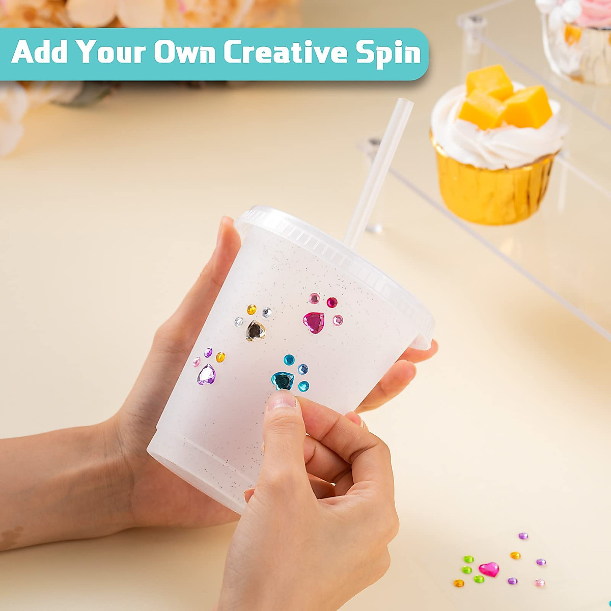 Potchen 60 Pack Plastic Cups with Straws and Lids Reusable Kids Tumbler with Straw Water Bottle Iced Coffee Travel Mug Cup Adults Plastic Cups 16 oz for Parties