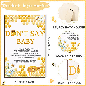 Unittype 51 Pcs Don't Say Baby Shower Game Supplies Include Bee Theme Baby Shower Sign and 50 Mini Bee Clothespins for Boys Girls Gender Reveal Baby Shower Prizes Game
