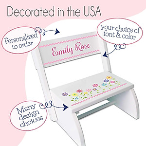 My Bambino Personalized Princess Castle Step Stool Bench Seat for Girl's
