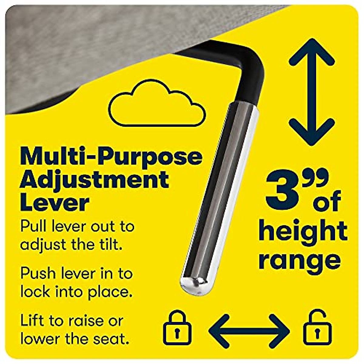 Serta Ashland Ergonomic Home Office Chair with Memory Foam Cushioning Chrome-Finished Stainless Steel Base, 360-Degree Mobility, Light Gray Fabric