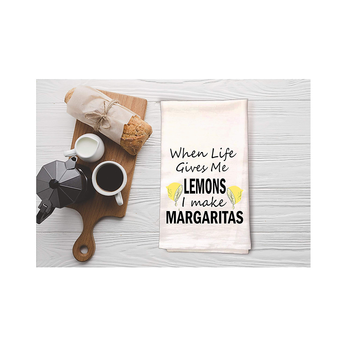 When Life give me Lemons i Make Margaritas - Dish Towel Kitchen Tea Towel Funny Saying Humorous Flour Sack Towels Great Housewarming Gift 28 inch by 28 inch, 100% Cotton, Multi-Purpose Towel