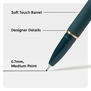 U Brands Soft Touch Catalina Felt Tip Pens, 0.7mm Emerald, Maroon and Purple Barrels, Black Ink, 6 Count (4520A04-24)