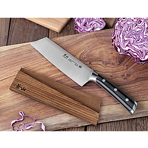 Cangshan TS Series 1020748 Swedish 14C28N Steel Forged 7-Inch Nakiri Knife and Wood Sheath Set