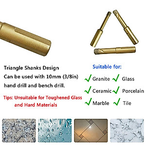 Jashtool Diamond Drill Bits 3 PCS 8mm 5/16 inch Ceramic Diamond Hole Saw Set with Wax Insert Cooling for Ceramic Tile Porcelain Marble Granite Stone Rock Glass