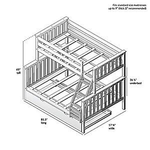 Max & Lily Bunk Bed, Twin-Over-Full Wood Bed Frame For Kids With Trundle, Espresso