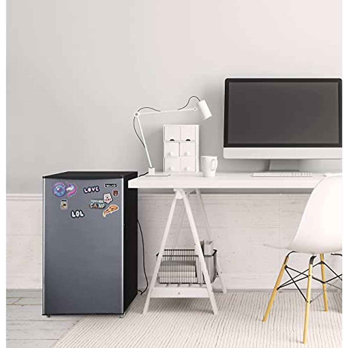 NewAir 3.3 Cu. Ft. Compact Mini Refrigerator with Freezer in Gray, Can Dispenser and Energy Star, Perfect for Dorm Rooms, Bedrooms, Home Offices, and RV Vans