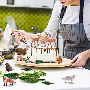 18 Pcs Forest Animals Figurines Woodland Animals Model Trees Kit Miniature Plastic Animals Realistic Wild Forest Animals for Cake Toppers Birthday Party Favor(Forest Animals)