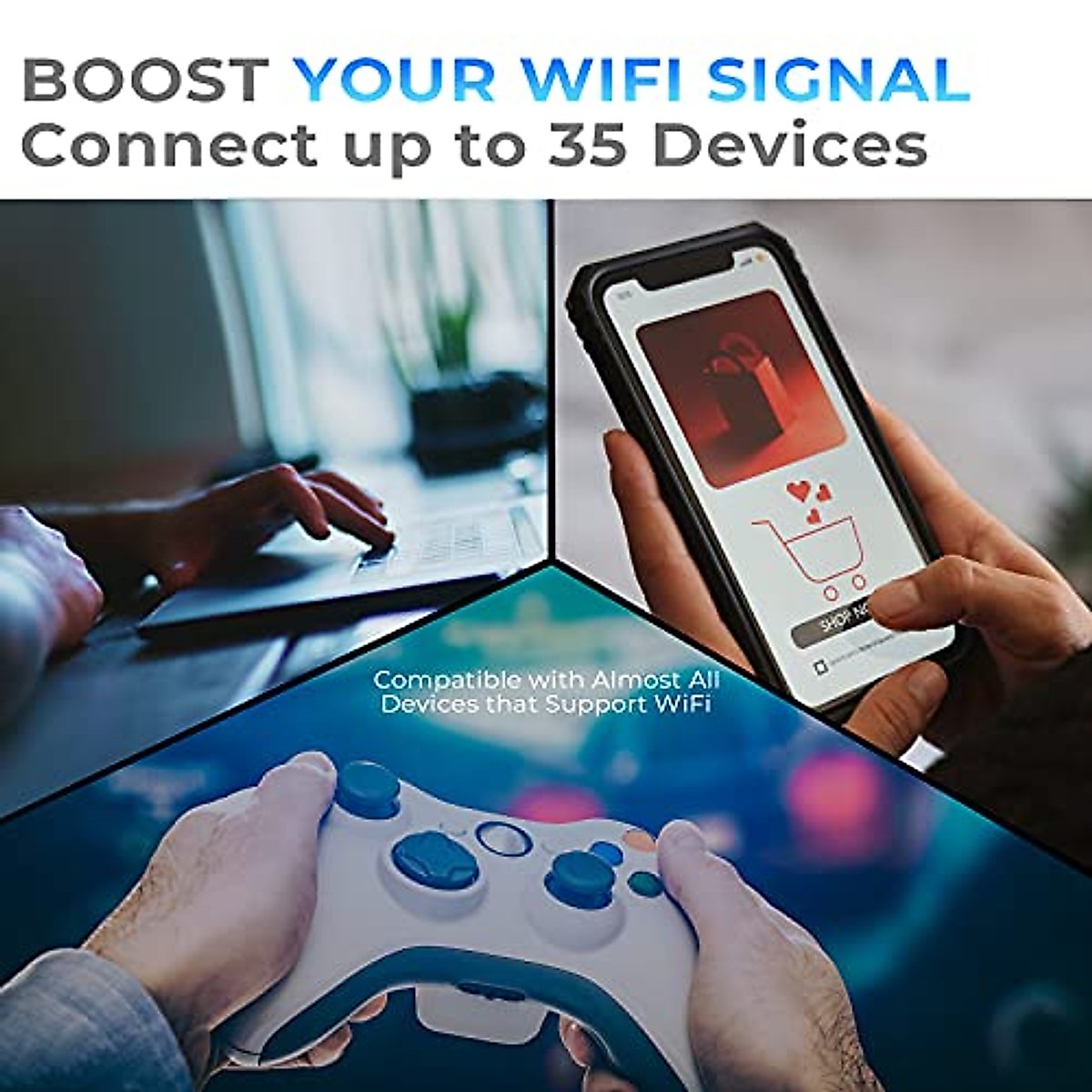 【2022 WiFi Extender】 WiFi Range Extender Signal Booster up to 8500sq.ft & 45 Devices, Internet Wi-Fi Booster and Signal Amplifier for Home, Long Range Wireless Repeater with Ethernet Port, Easy Setup