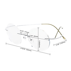 CessBlu Rimless Anti Blue Ray Titanium Round Computer Glasses Women Men Reading Eyeglass(Gunmetal) +2.0
