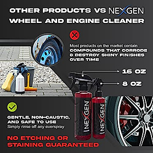 Nexgen Wheel and Engine Cleaner — Wheel and Tire Cleaner, Rim Cleaner, Wheel Cleaner Spray — Remove Brake Dust and Road Grime from Wheels and Engine — 8 oz Bottle