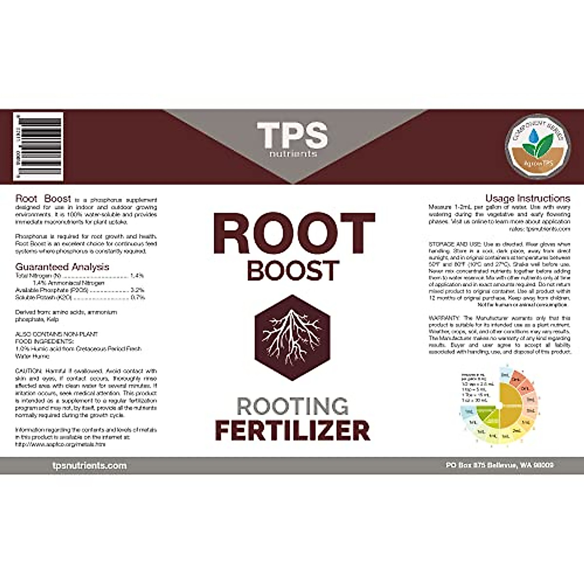 Root Boost Advanced Rooting Formula for Living Soil and White Roots, Plus Microbes by TPS Nutrients, 1/2 Pint (8 oz)