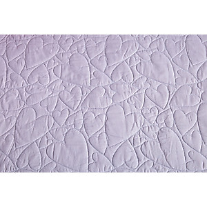 URBAN PLAYGROUND Solid Lavender Purple Hearts Kids Girls Cotton 4-Pc Quilt Set (Includes 2 Pillows) - Twin Size
