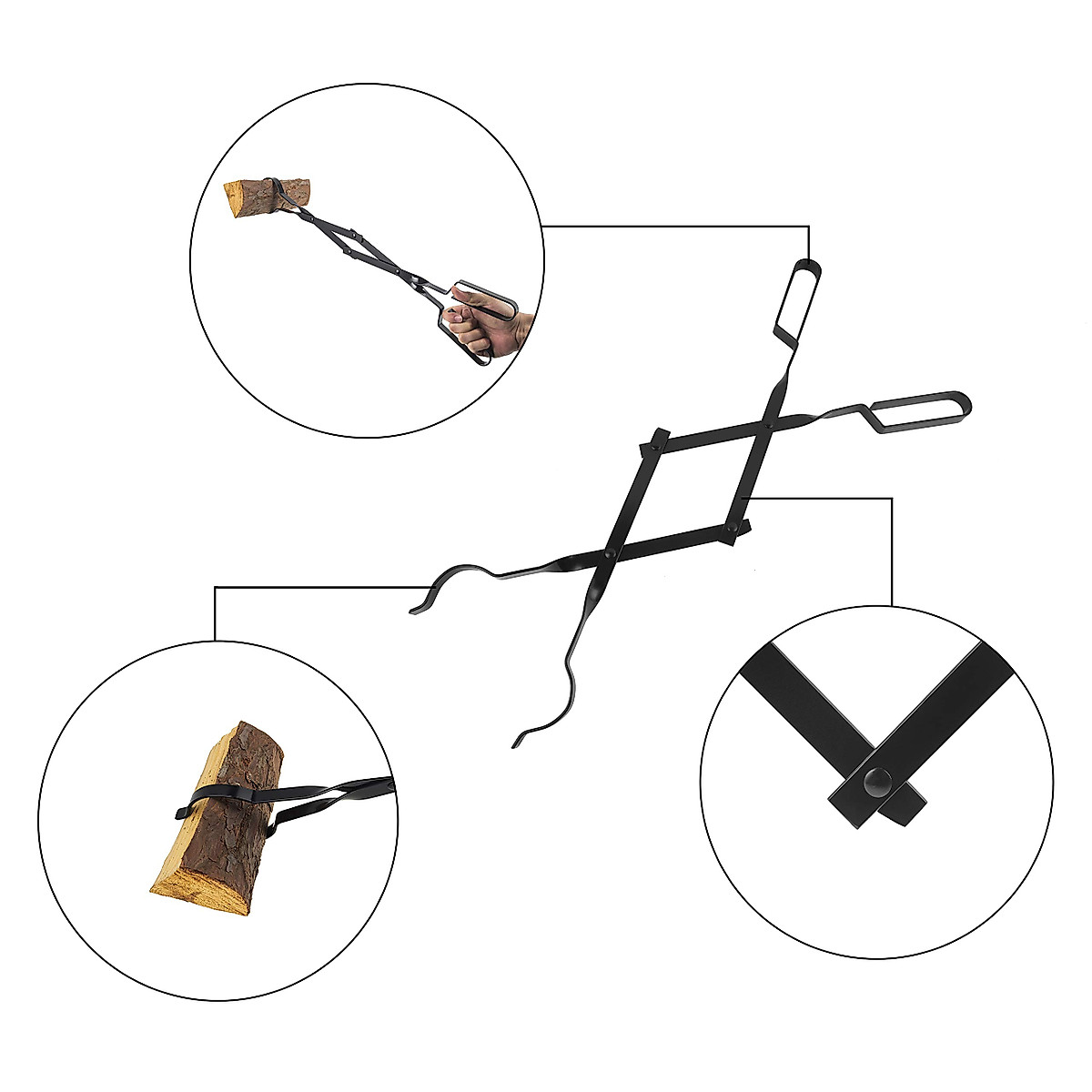 26-Inch Campfire Fireplace Tongs and Wood Fireplace Bellows Leather Fire Bellow Fire Pit Air Blower with Stainless Steel Nozzle, Outdoor Cooking Camping Chimney Pump Barbecue Fire Tools Accessories