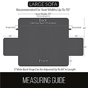 Sofa Shield Patented Couch Cover, Large Furniture Protector with Straps, Reversible Tear and Stain Resistant Slipcovers, Quilted Microfiber 70” Seat, Washable Covers for Dogs, Kids, Lt Gray Charcoal