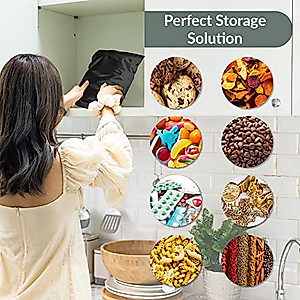 50 Matte Black MYbag Mylar Bags for Food Storage 5 Mil Thick With Oxygen Absorbers 500cc + Labels - 1 gal Mylar Bags 10"x14" Resealable Mylar Bag for Candy, Packaging Bags, Long Term Storage - Stand-up Large Mylar Ziplock Bags