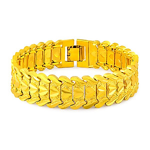 Naivo Wrist Chain 24k Gold Plated Noble Men's Women's Bracelets Fashion Bangle (106)