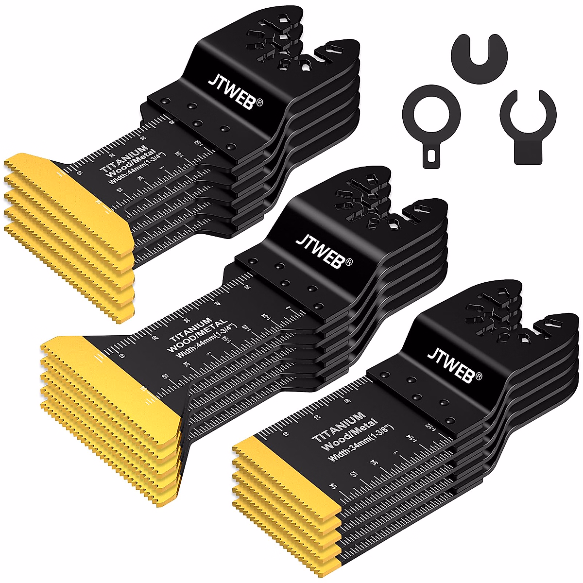 JTWEB 5PCS Titanium Oscillating Multitool Blade for Wood Metal, Titanium Oscillating Saw Blades for Nails Screws Cutting, Universal Multi Tool Blades Kits Oscillating Tool Blades fit Dewalt Milwaukee