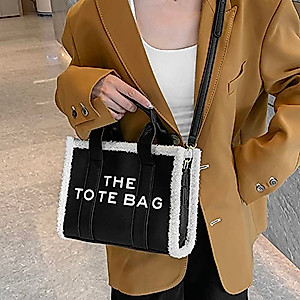Work Tote Bags for Women - Small Trendy Personalized Leather Tote Bag Large Capacity Top-Handle Shoulder Crossbody Bags (Black)