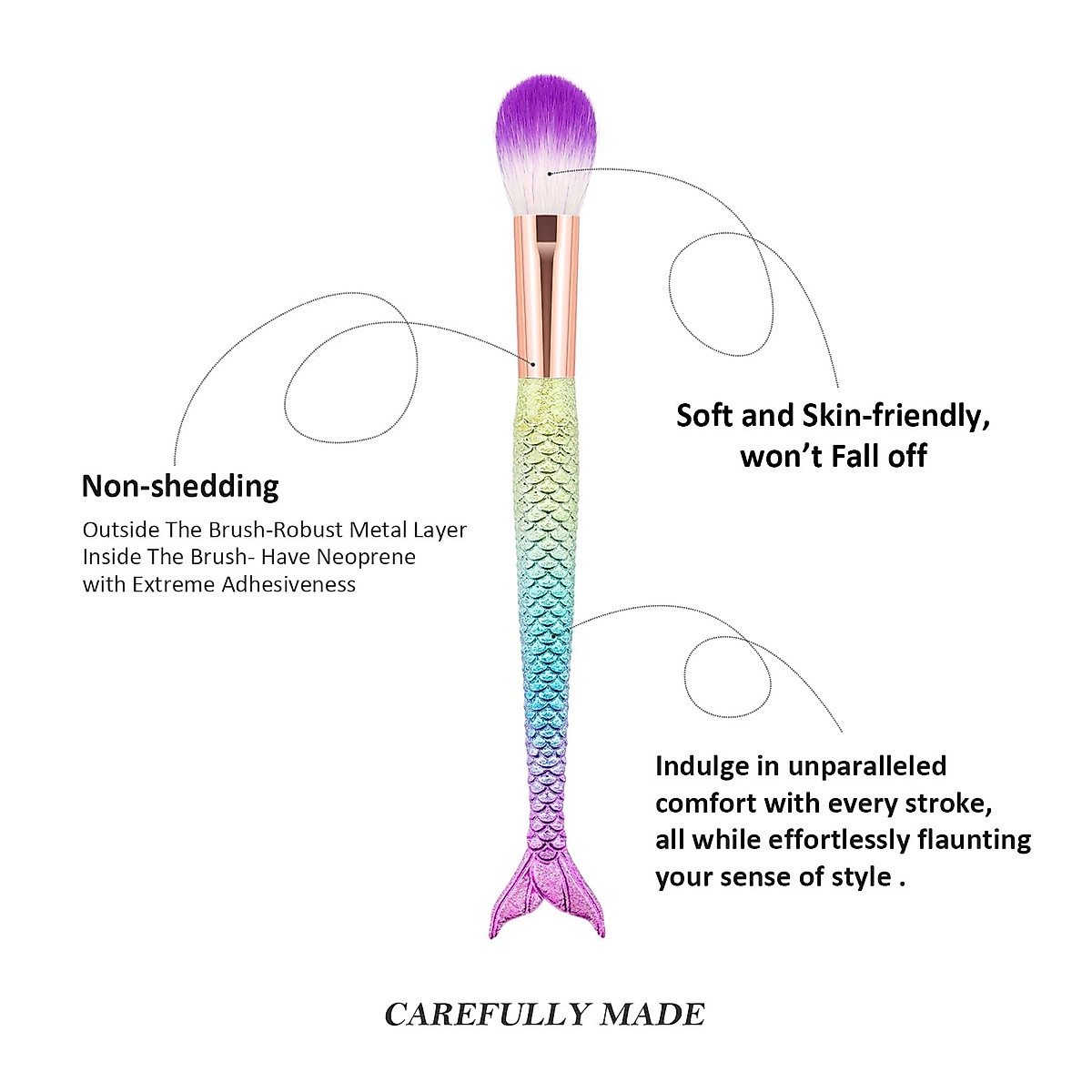 Mermaid Makeup Brushes, 11pcs Professional Blending Blush Concealer Synthetic Fiber Bristles Brush Special Cosmetic Brushes Kits for Women(purple)