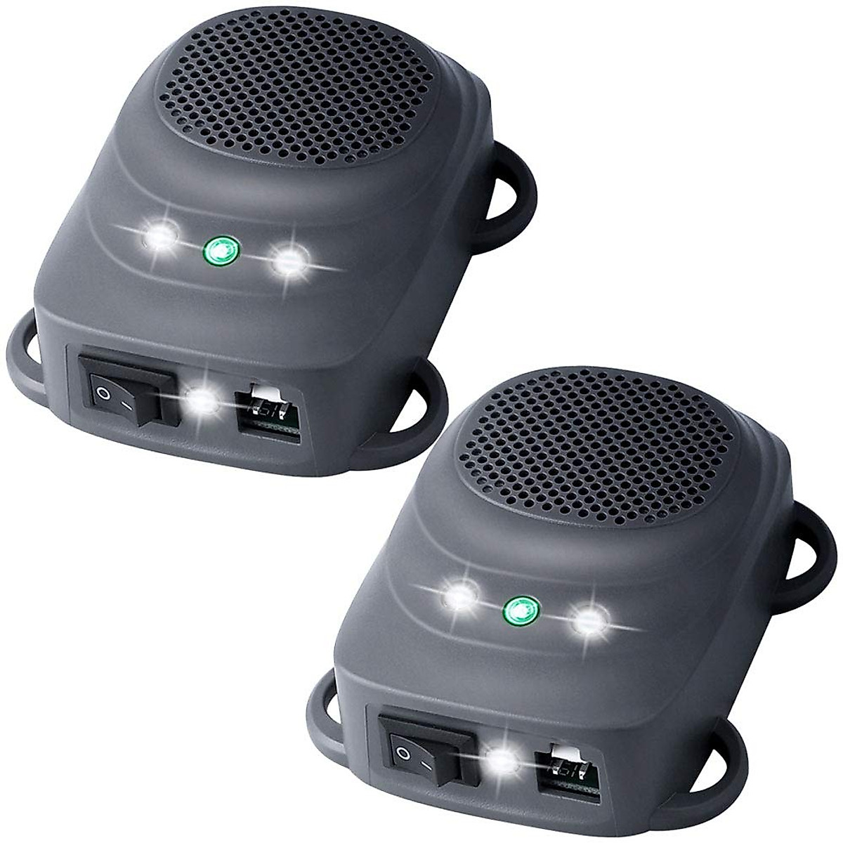 Angveirt Rodent Repellent for Car Engine Ultrasonic Mouse Repellent Rat Deterrent for Car Under Hood Animal Repeller Vehicle Wires RV Protection Pest Control for 12V 24V Car Battery Grey, 2 Pack