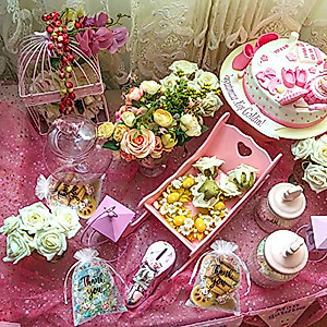 200 Pcs Thank You Bags Sheer Organza Bags 4x6 Inch Floral Design Small Thank You Gift Bags Bulk Jewelry Present Bags with Drawstring Mesh Wedding Party Favor Bags for Wedding Baby Shower Christmas