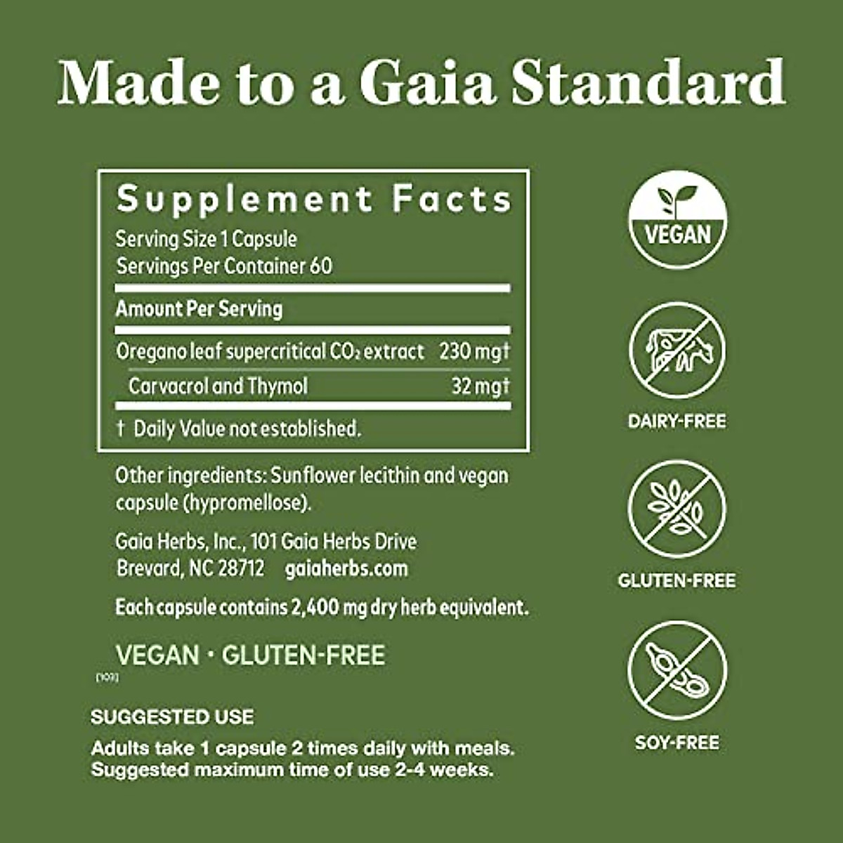 Gaia Herbs Oil of Oregano - Immune and Antioxidant Support Supplement to Help Sustain Overall Well-Being - with Oregano Oil, Carvacrol, and Thymol - 60 Vegan Liquid Phyto-Capsules (30-Day Supply)